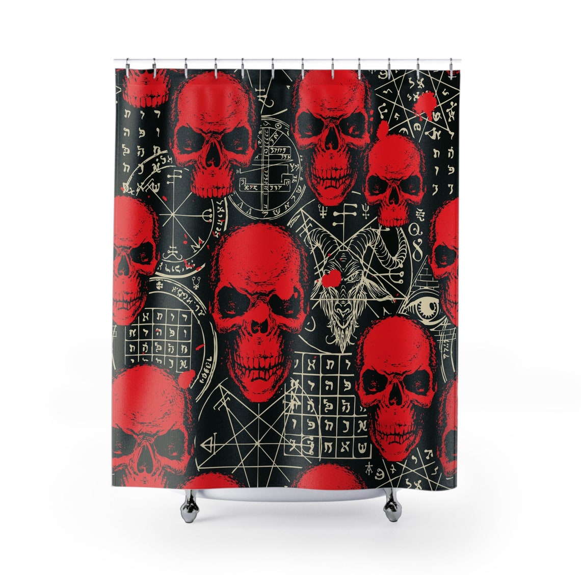 Goth Shower Curtain 7174 Goat Skull Head Red - Etsy