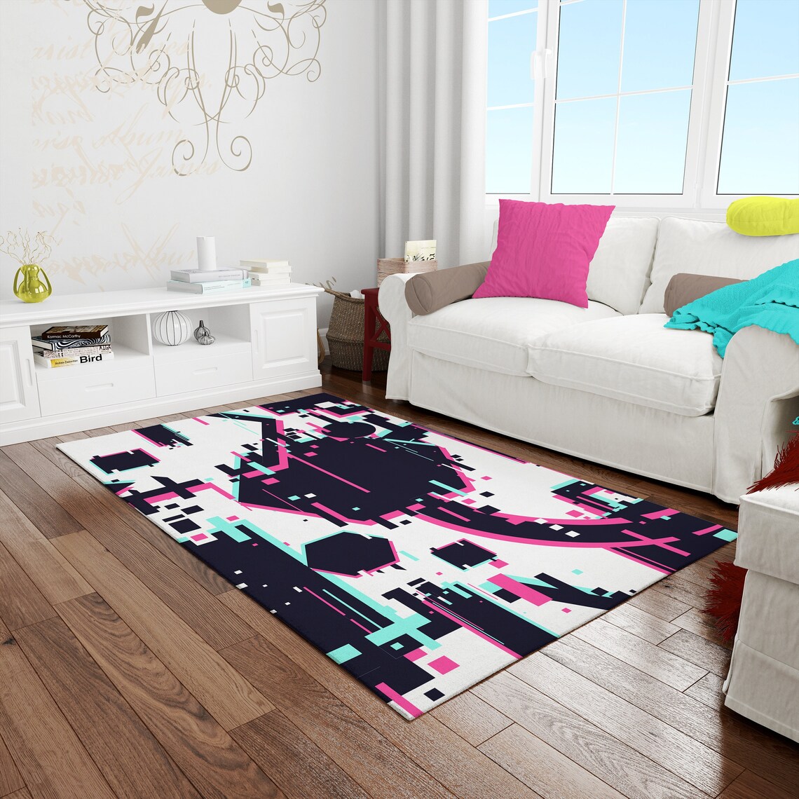 Cyberpunk Decor Glitch Dornier Rug Abstract Art Gaming - Etsy
