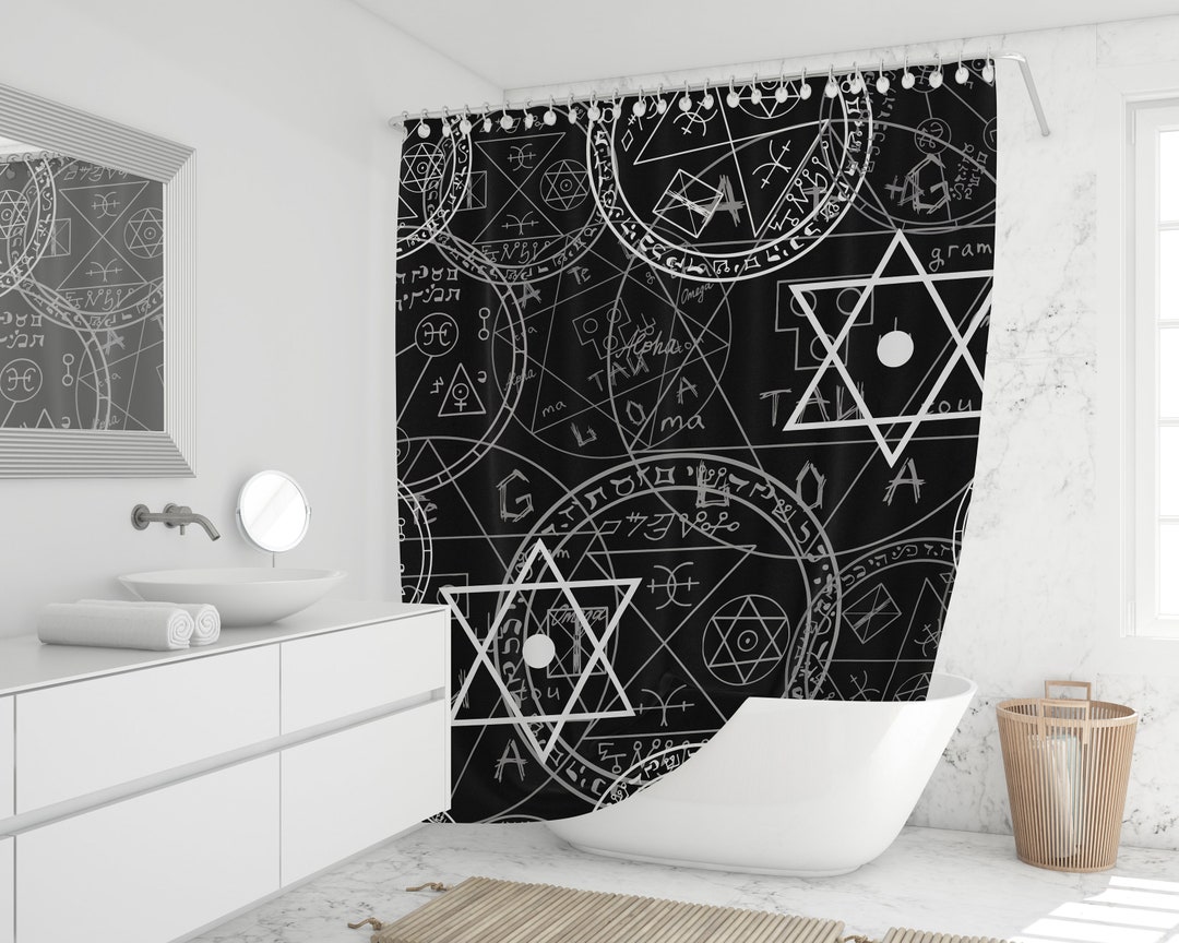 Goth Shower Curtain 71"×74", Aesthetic, Grunge, Black, Vintage ...