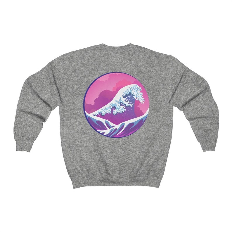 The Great Wave off Kanagawa Unisex Vaporwave Sweater Wave | Etsy