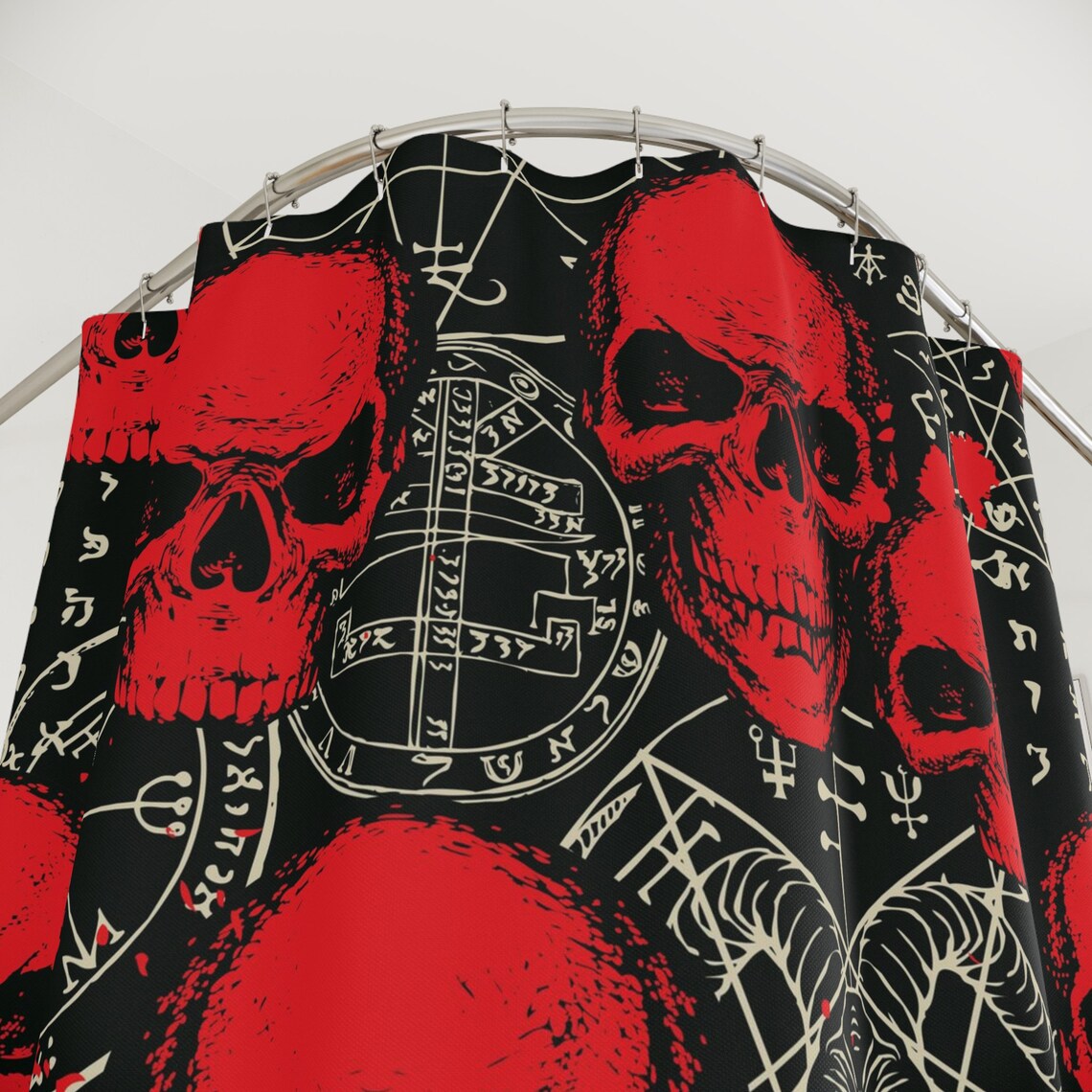 Goth Shower Curtain 7174 Goat Skull Head Red - Etsy