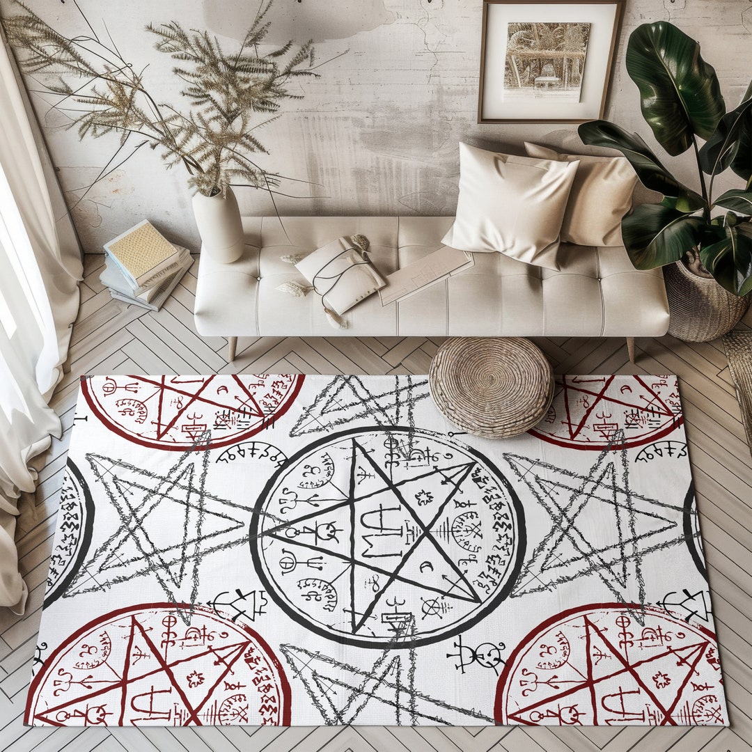 Pentagram Rug - Baphomet Dornier Rug, Satanic, Occult Decor, Pentacle ...