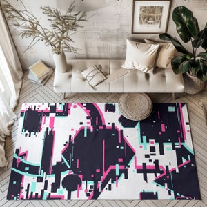 Cyberpunk Decor - Glitch Dornier Rug, Abstract Art, Gaming, Man Cave ...