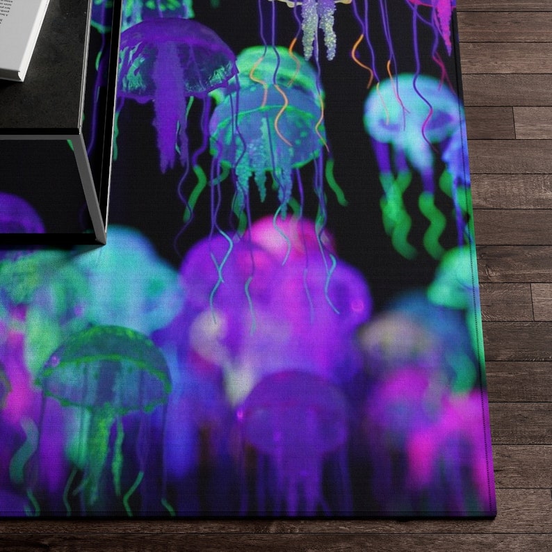 Watercolor Jellyfish Aesthetic Rug Strange Rug Trendy Rug - Etsy