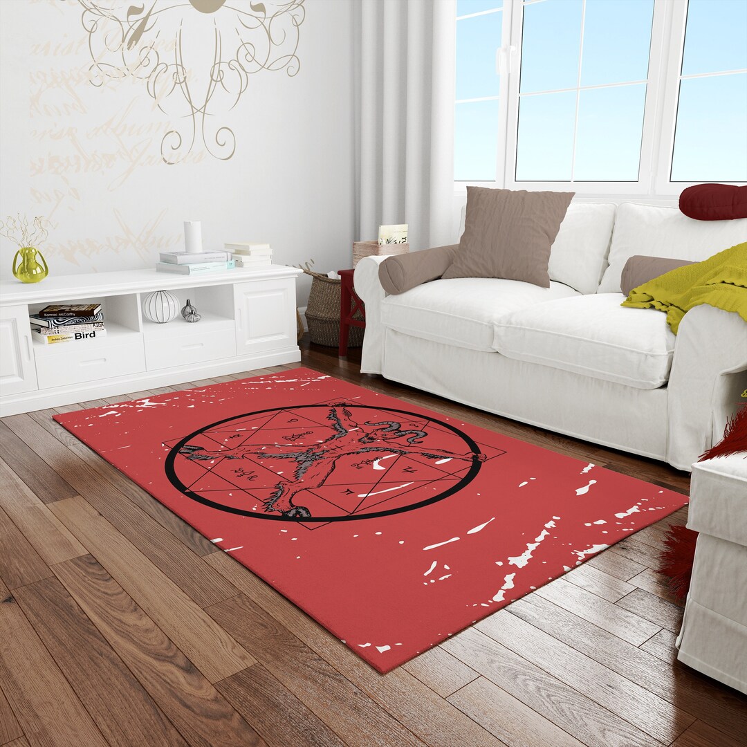 Pentagram Rug Baphomet Dornier Rug, Satanic, Occult Decor, Pentacle ...