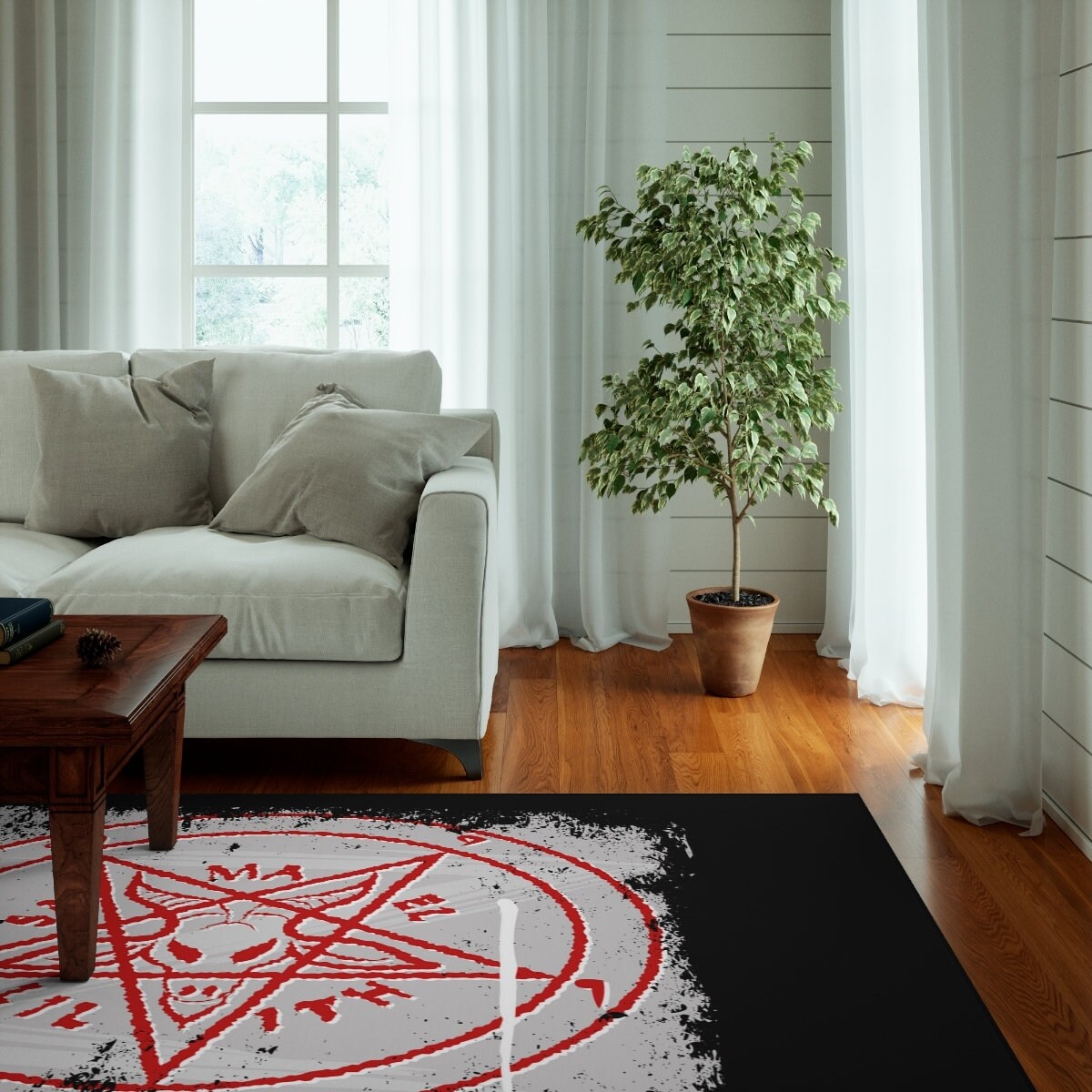 Pentagram Rug Pentacle Dornier Rug Satanic Occult Decor | Etsy