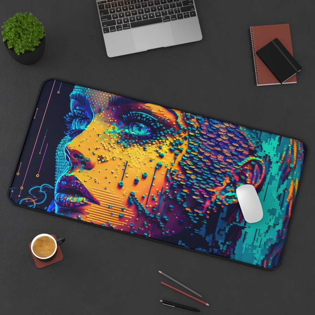 Cyberpunk Mousepad, Green Desk Pad, Pop Art Manga, Anime Girl Kawaii ...