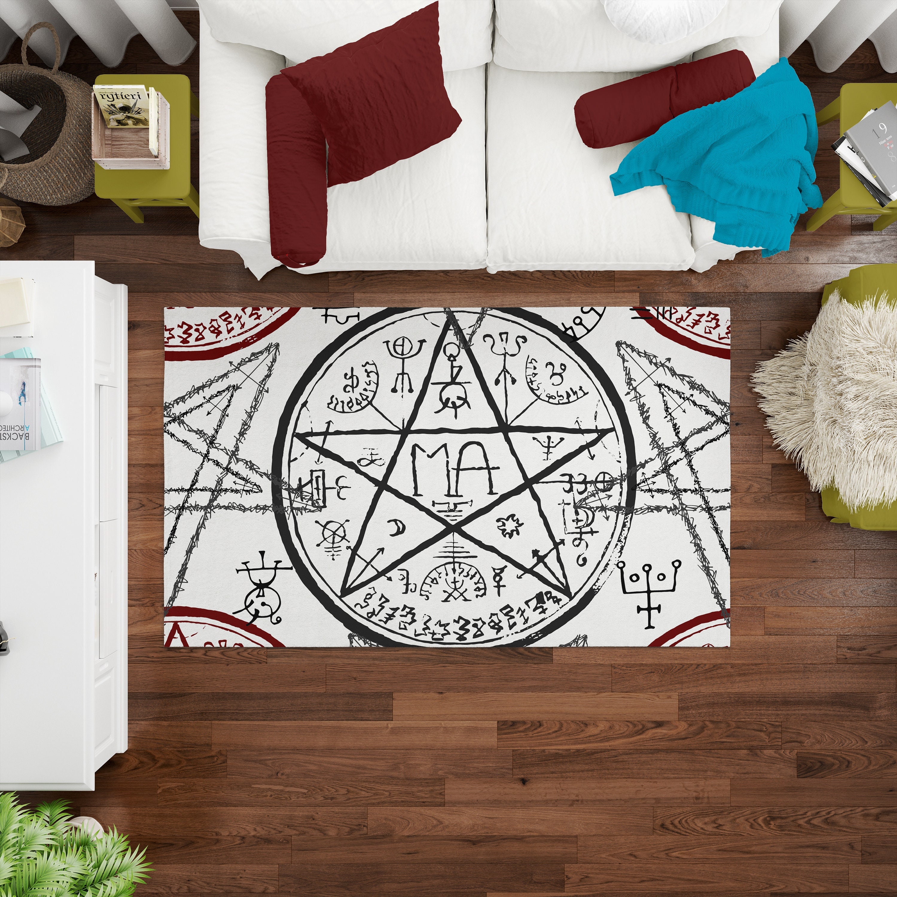 Pentagram Rug Baphomet Dornier Rug Satanic Occult Decor | Etsy