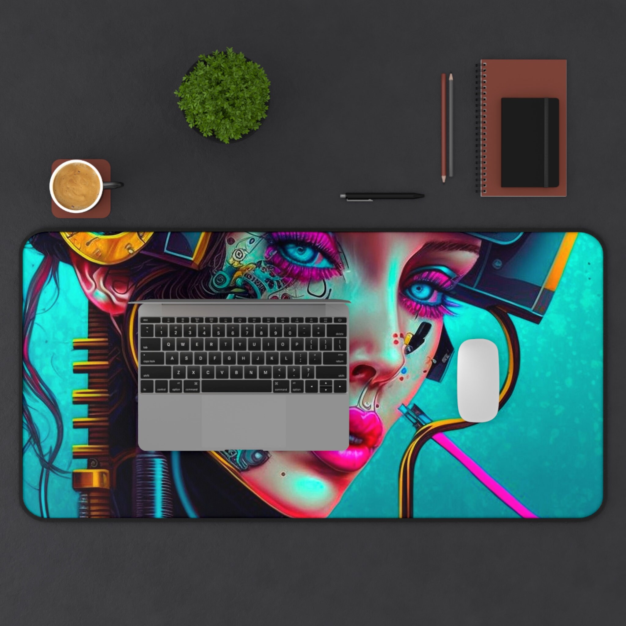 Cyberpunk Mousepad Anime Cyborg Girl Kawaii Mousepad - Etsy