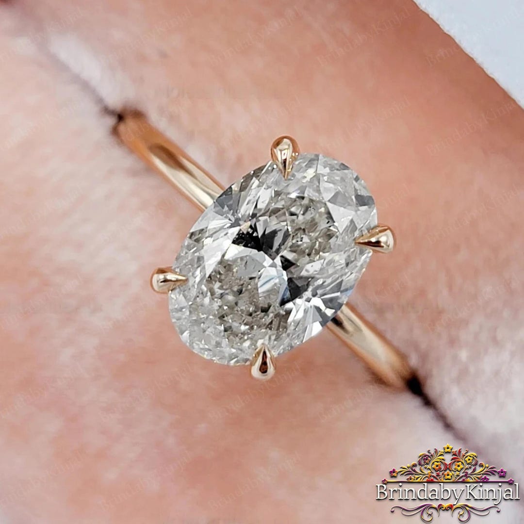 3ct Oval Cut Moissanite Engagement Ring, Solitaire Ring,invisible ...