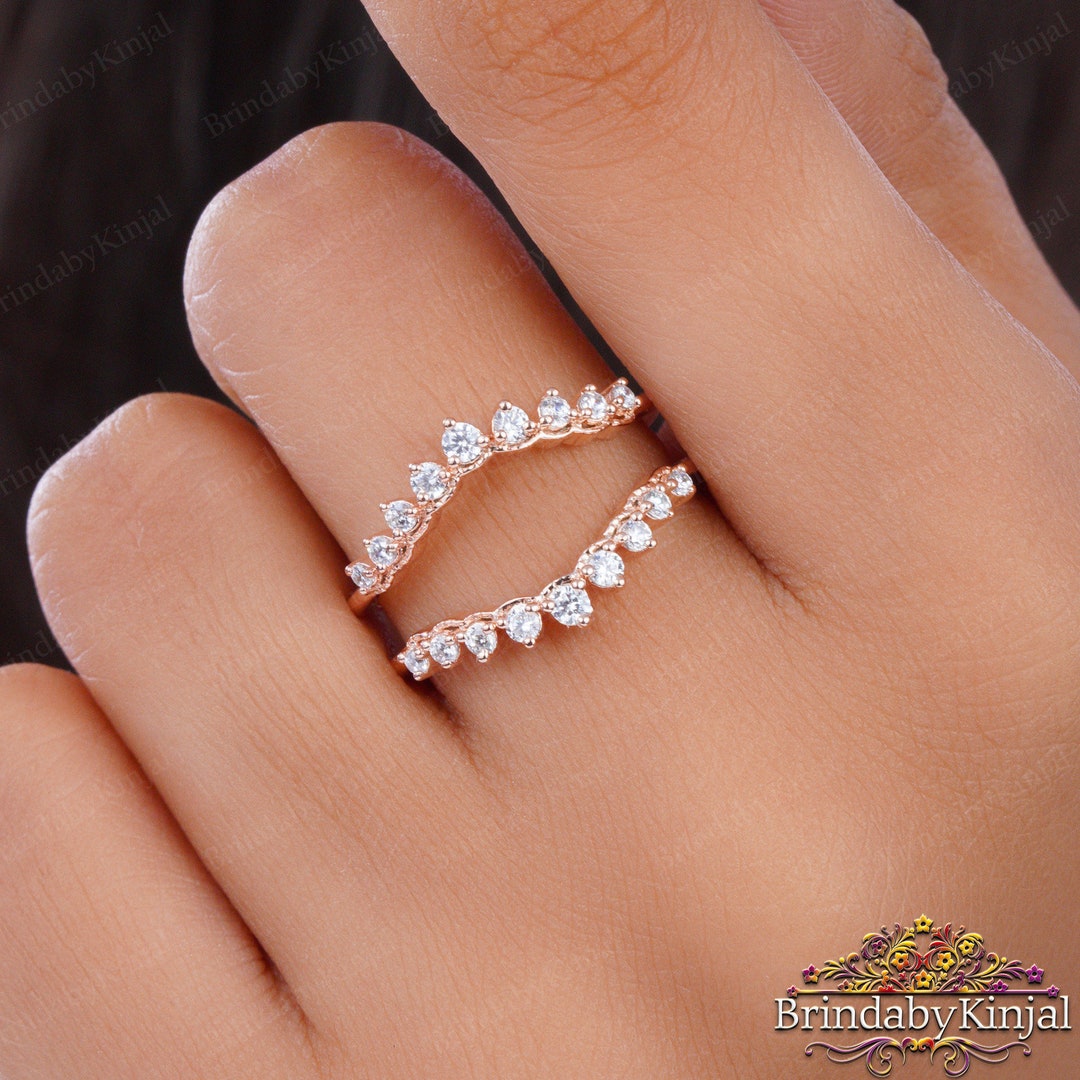 Jacket Enhancer Wedding Band,14k Solid Gold Ring,double Curved Enhancer ...