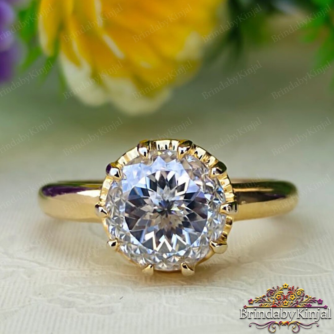 3.50 Ct Portuguese Cut Engagement Ring | Colorless Moissanite Wedding ...