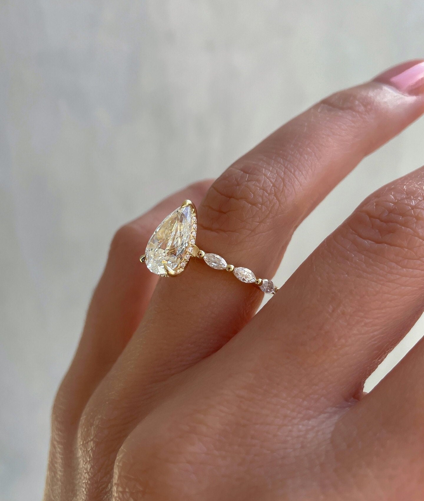 2.0 Ct Pear Shaped Moissanite Engagement Ring, Pear Solitaire Ring With ...