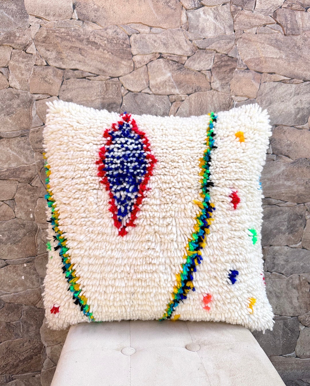 Azilal Moroccan Berber Cushion Cover With Colorful Patterns 50x50cm - Etsy