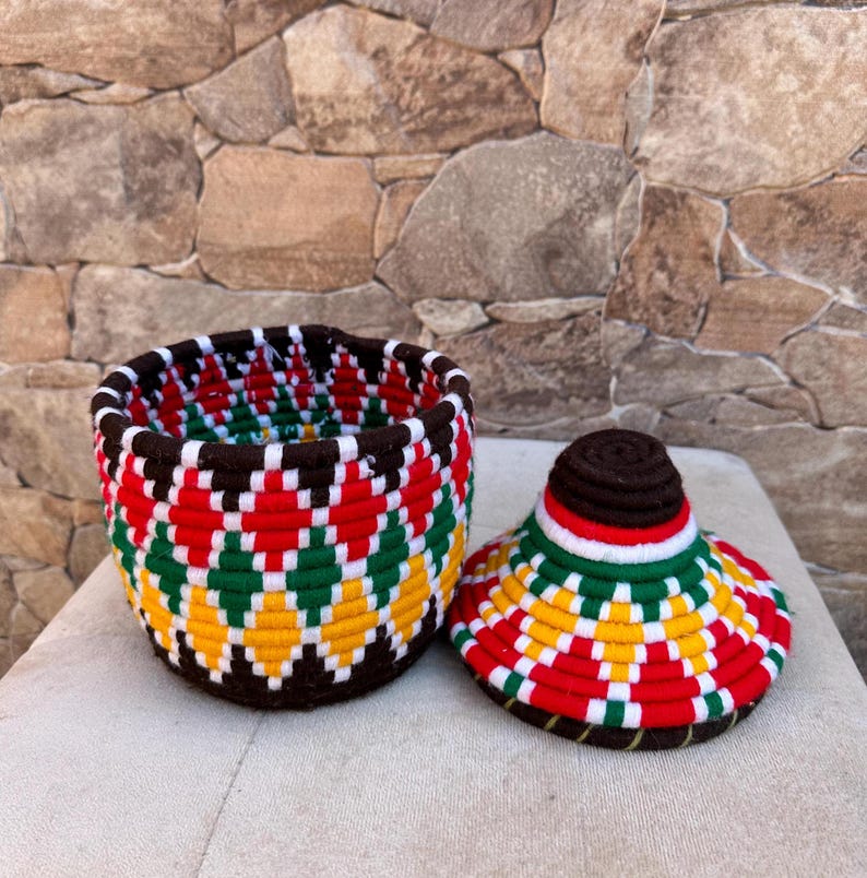 Moroccan Berber Basket, African Decorative Basket , Colorful Vintage ...