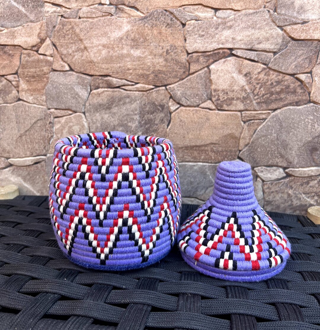 Moroccan Berber Basket, African Decorative Basket , Colorful Vintage ...