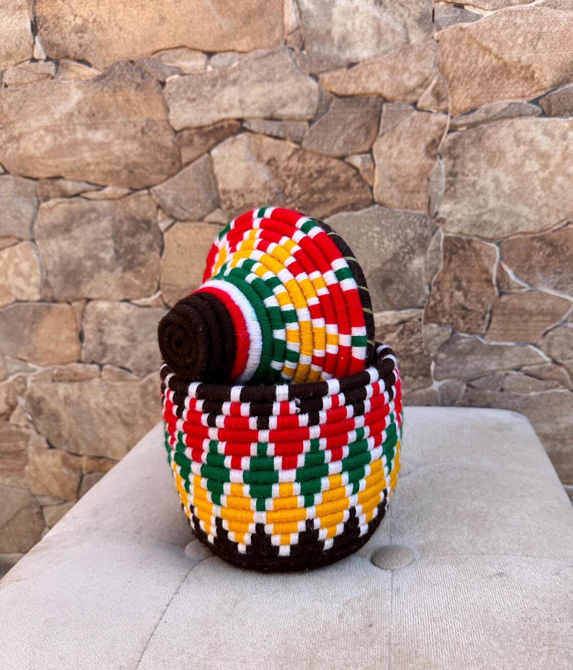 Moroccan Berber Basket, African Decorative Basket , Colorful Vintage ...