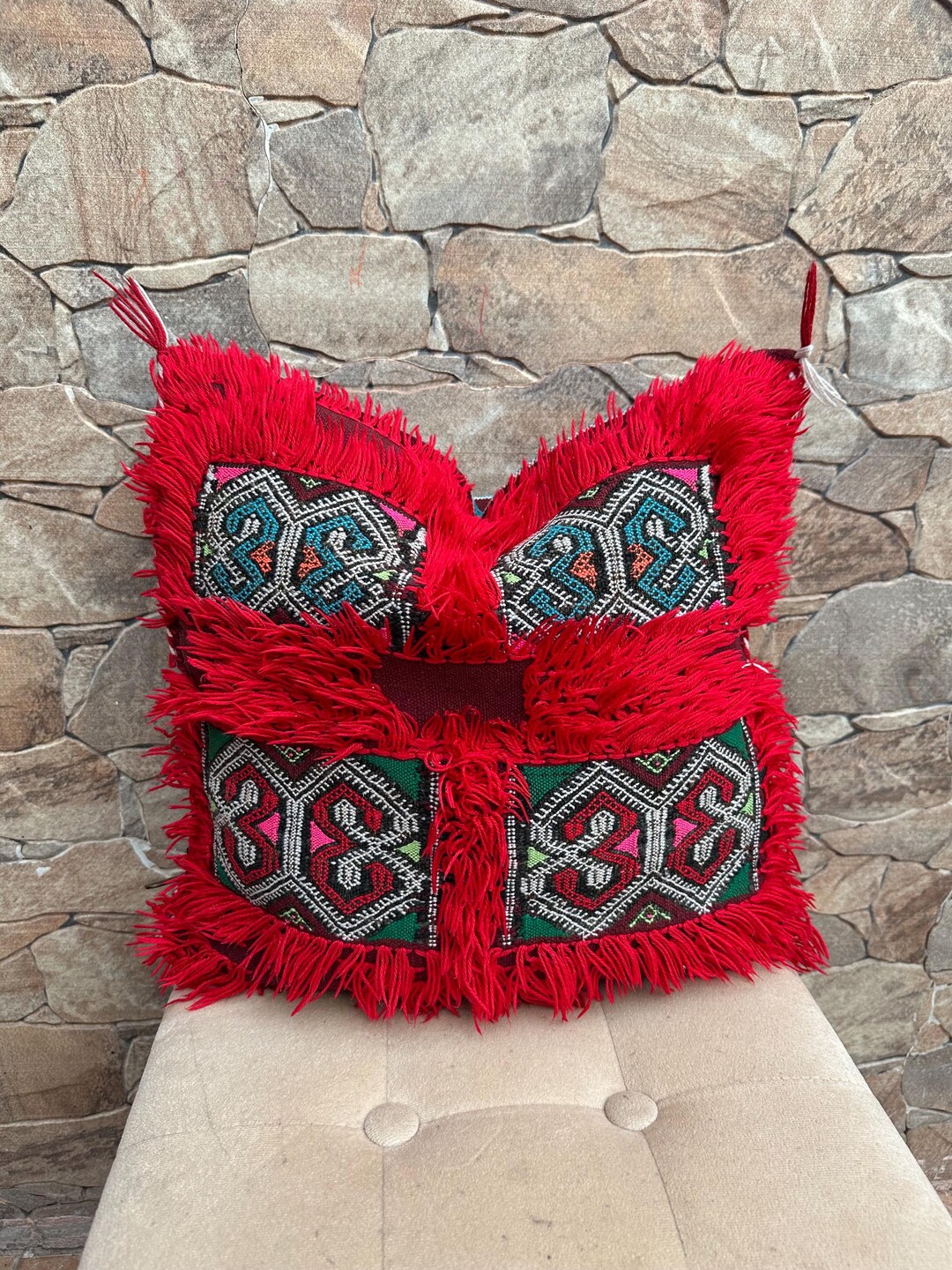 Vintage Moroccan Wool Berber Pillow Cover, Boujaad Cushion (16.54x16.54 ...