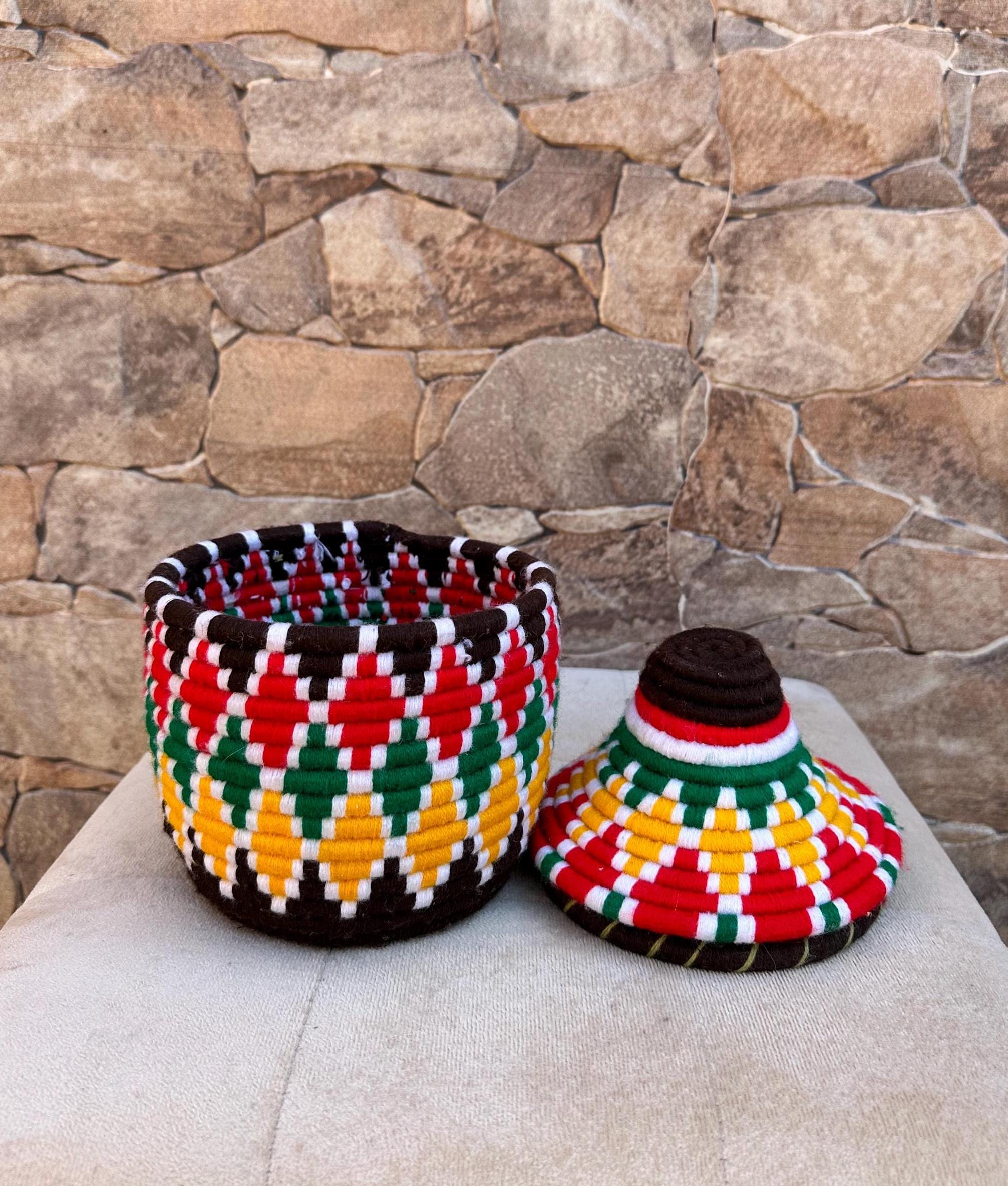 Moroccan Berber Basket, African Decorative Basket , Colorful Vintage ...