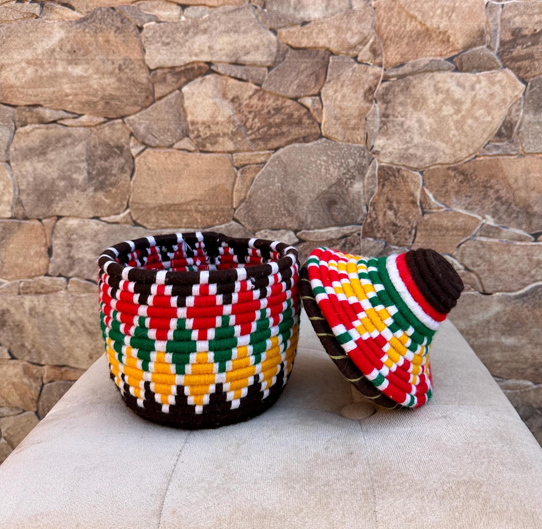 Moroccan Berber Basket, African Decorative Basket , Colorful Vintage ...