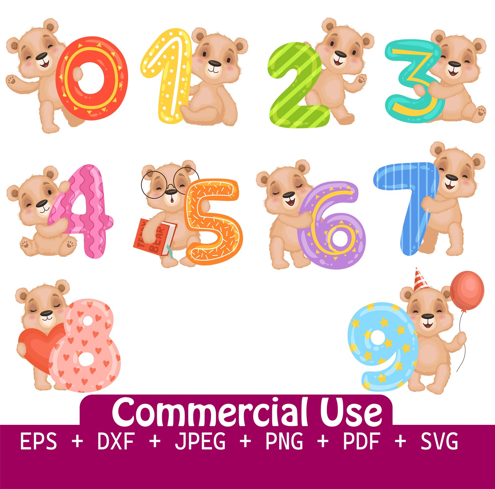 Bear Clipart, Teddy Bear SVG PNG Jpeg, Cricut Cut Files, Silhouette ...