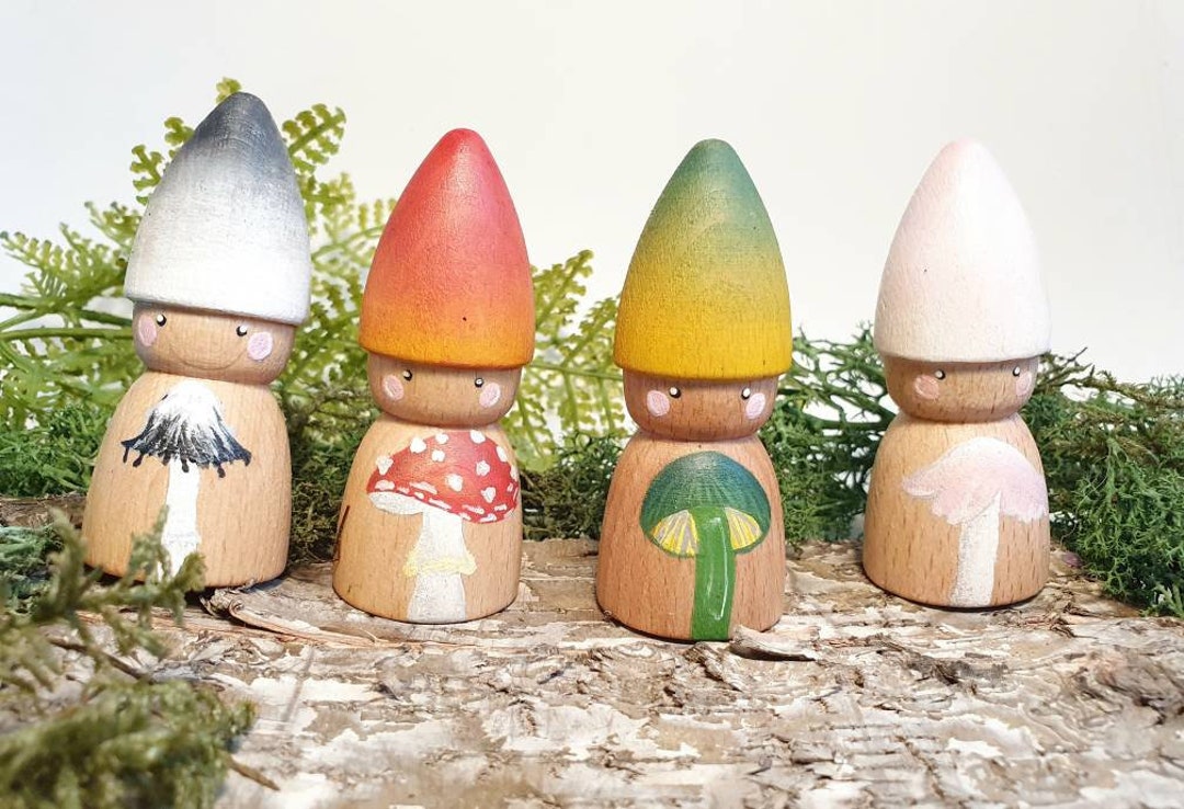 Fungus Friends Peg Dolls Mushroom Peg Dolls Gnome Peg Doll - Etsy
