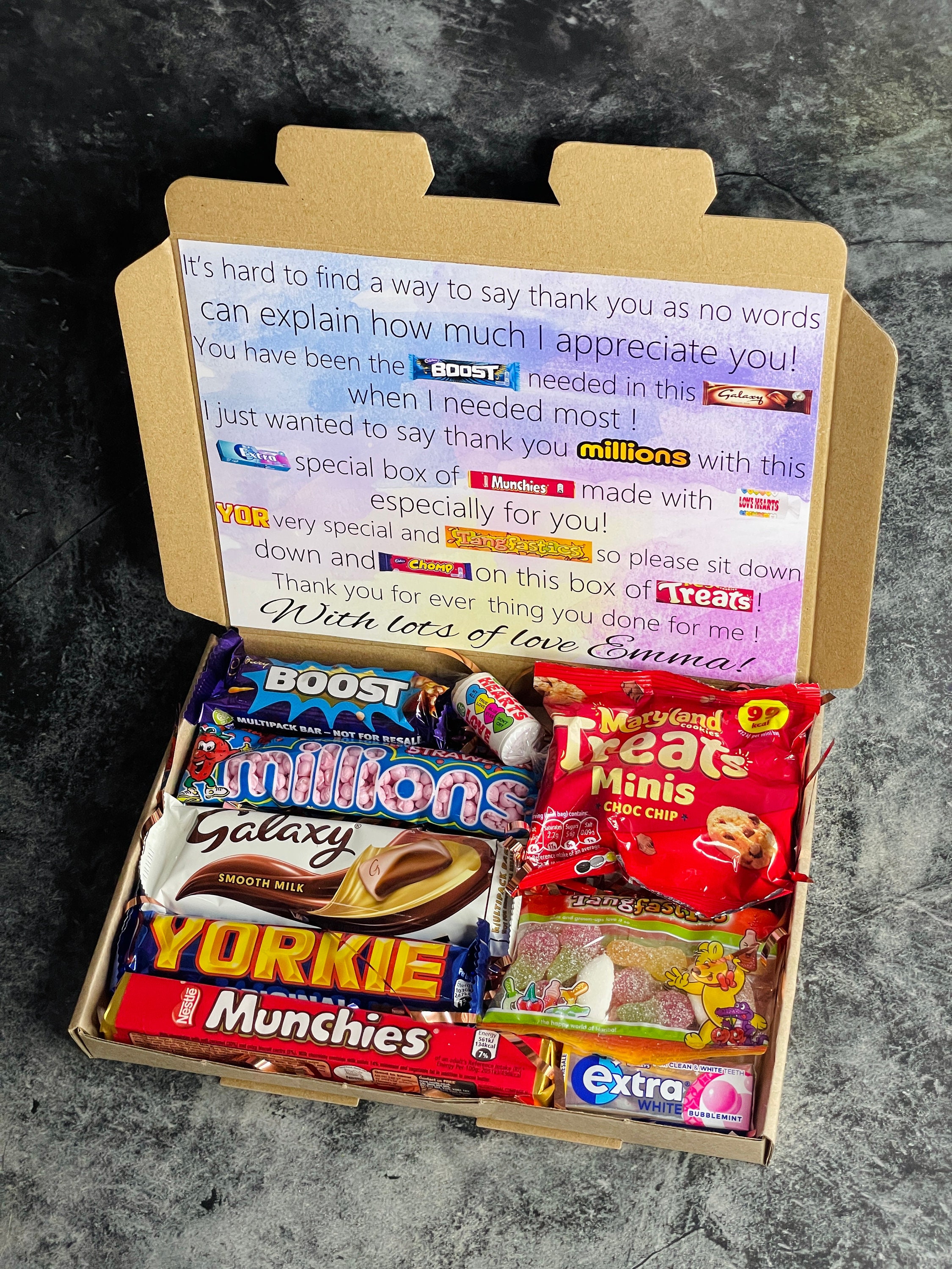 Personalised Thank You Poem Box Chocolate Message Gift Box - Etsy UK
