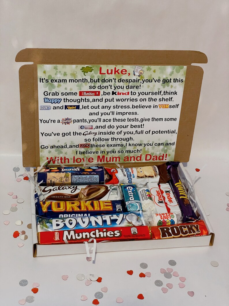 Exam Survival Kit Box , Good Luck on Your Exams Chocolate Poem Box ...