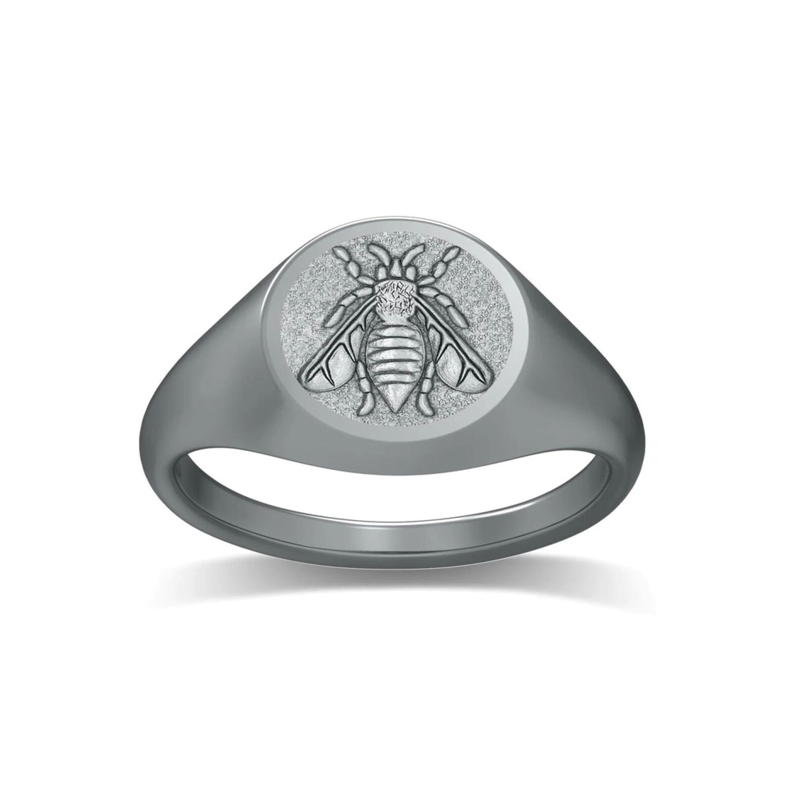 Honey Bee Signet Ring: 14k Gold, 9mm Round Face - Etsy