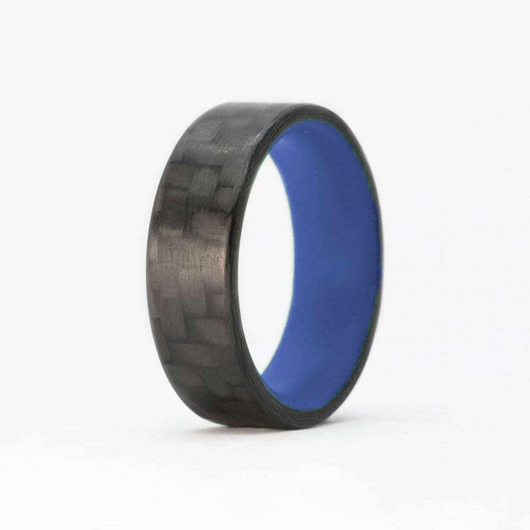 Glow Racer Carbon Fiber Ring: Color Wedding Band - Etsy