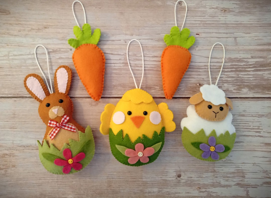 Felt Easter Decorations. Easter Tree Decorations. Handmade Felt Easter ...