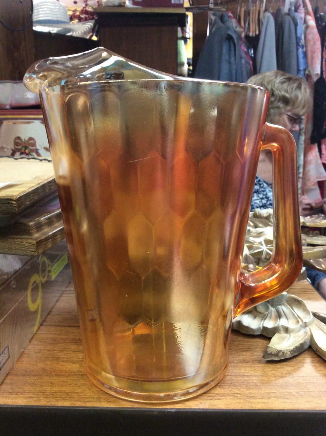 Beautiful Orange Carnival Glass Pitcher - Etsy