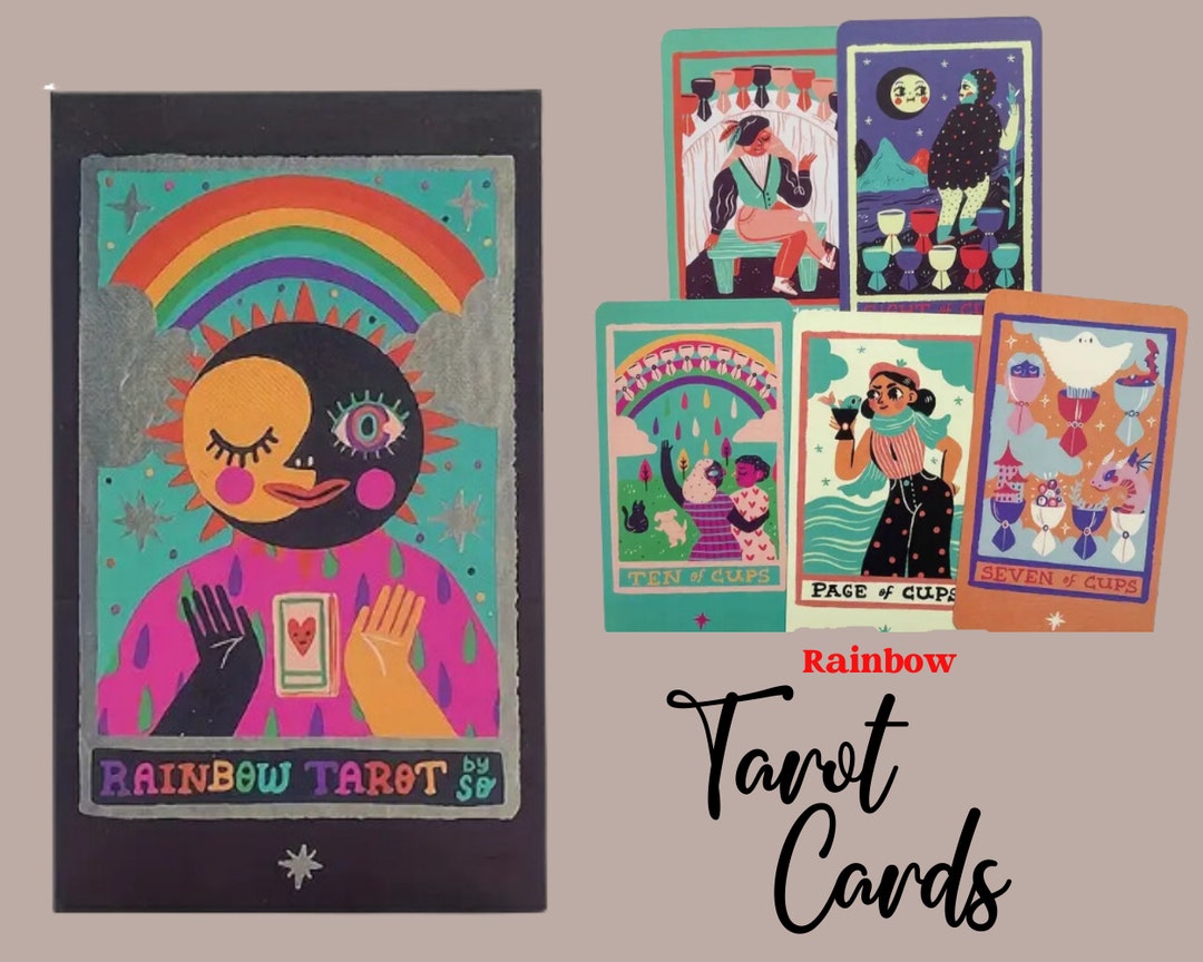 Rainbow Tarot Cards, 78 Card Tarot Deck, Colorful Hand Drawn Cards ...