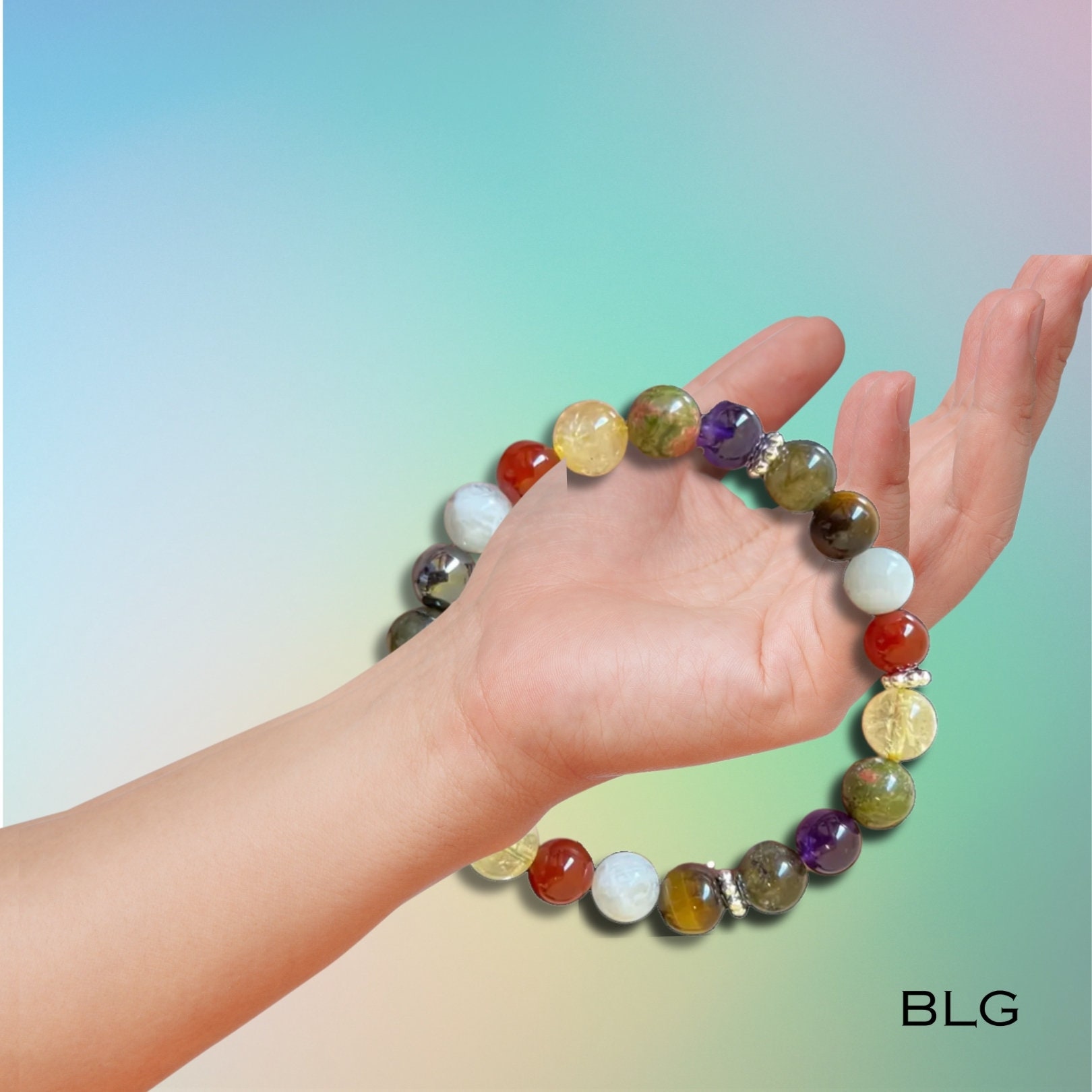 Healing Bracelet, Crystal Stone Beads, Yoga Meditation Beads, Elastic ...