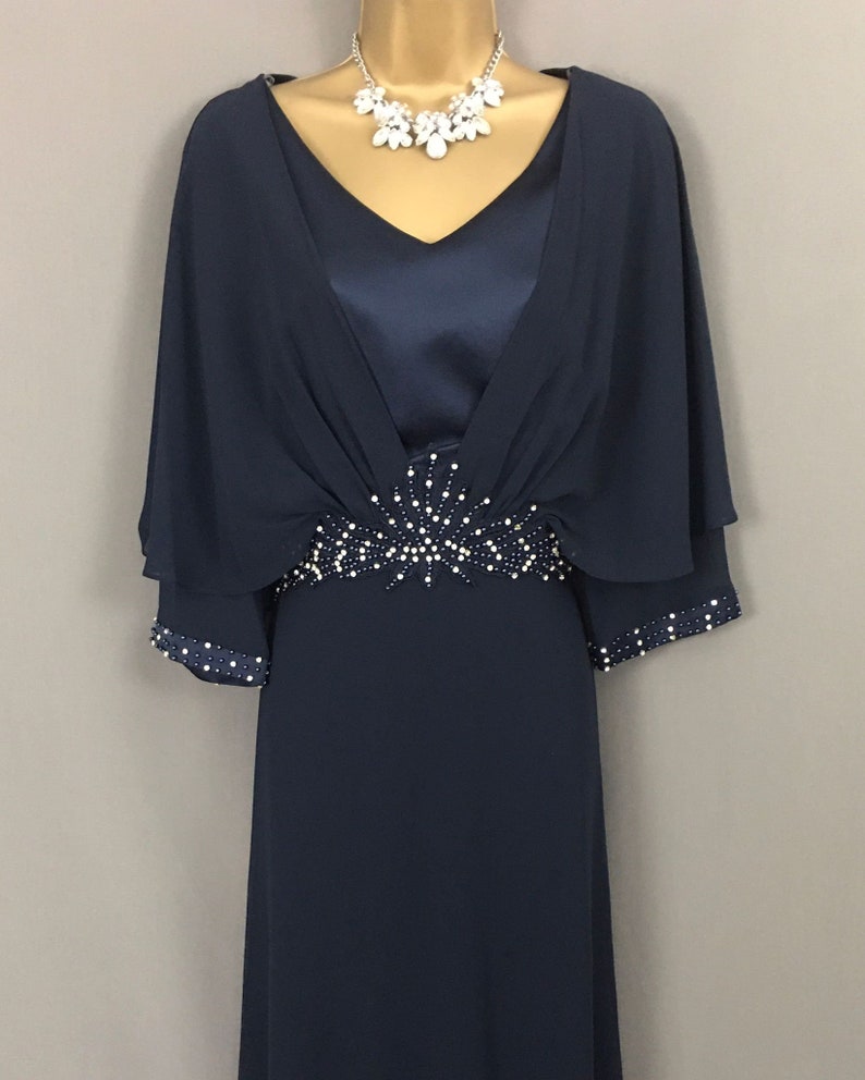 Lizabella Dress Navy Floaty Chiffon Embellished Mother of the Bride ...