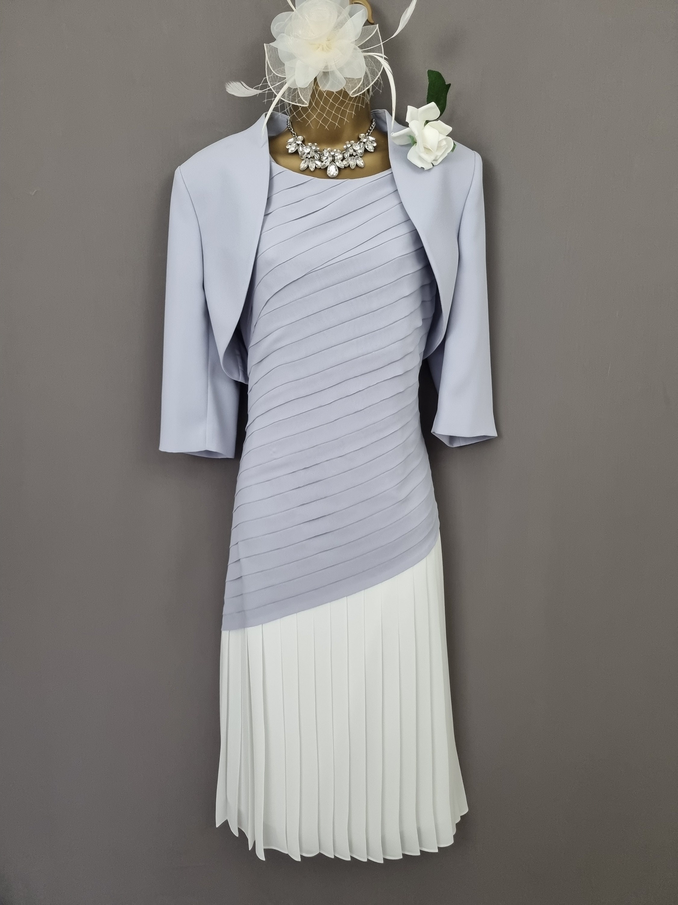 Condici Dress & Jacket Size 12 Silver Ivory Mother of the - Etsy