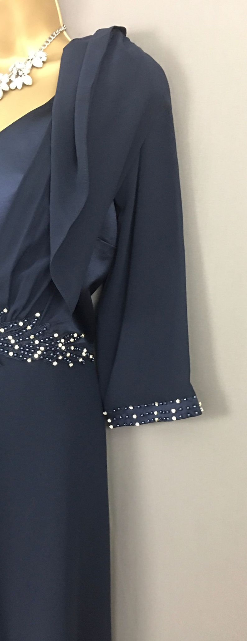 Lizabella Dress Navy Floaty Chiffon Embellished Mother of the Bride ...