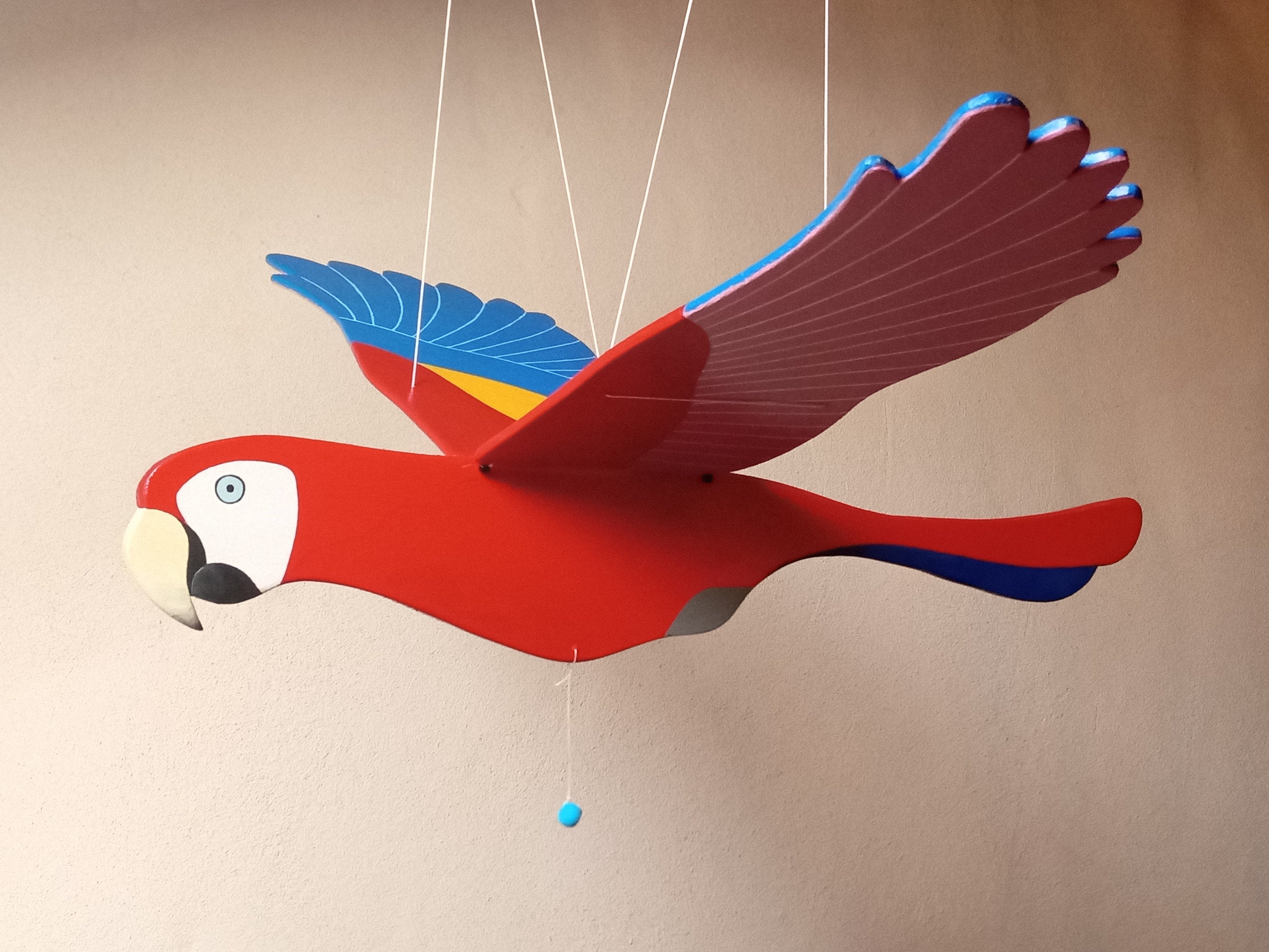 Red Macaw Wooden Flying Bird Mobile for Home Decoration or Toy - Etsy