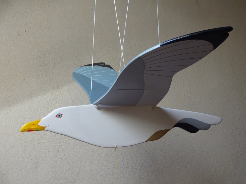 Mobile Flying Wooden Bird Gull for Home Decoration or Decoration for a ...