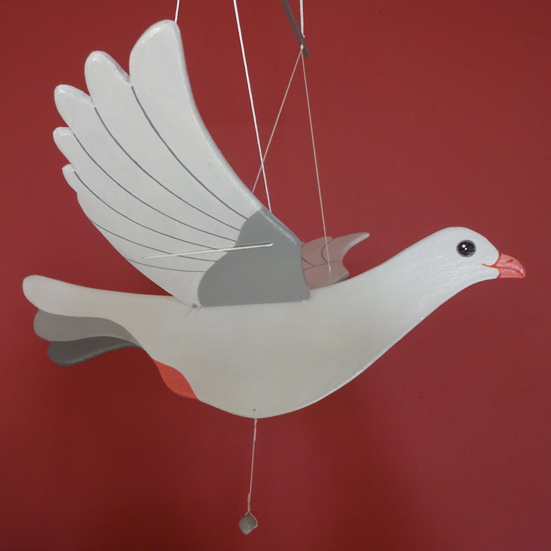 White Dove Wooden Flying Bird Mobile Children's Room - Etsy