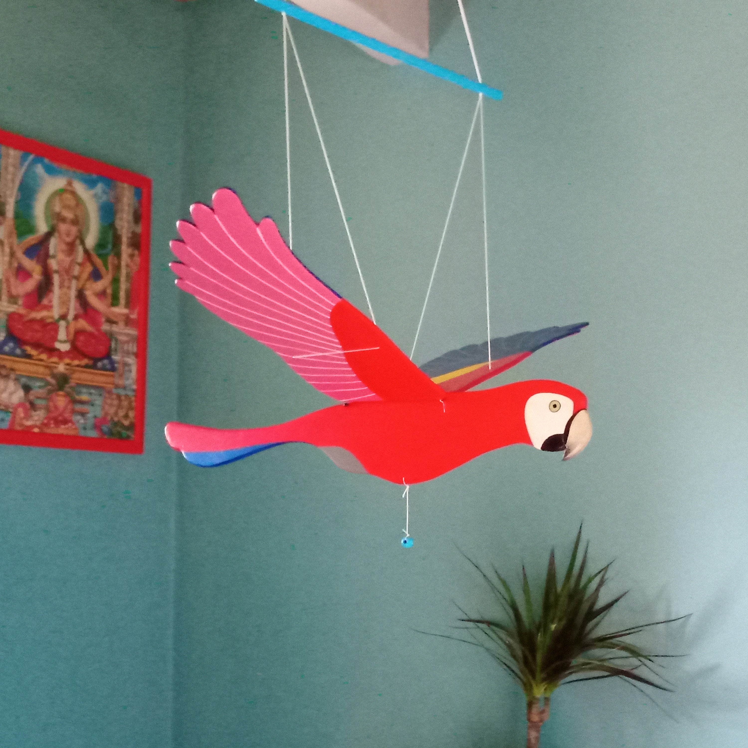 Red Macaw Wooden Flying Bird Mobile for Home Decoration or Toy - Etsy
