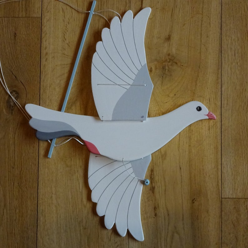 White Dove Wooden Flying Bird Mobile Children's Room - Etsy