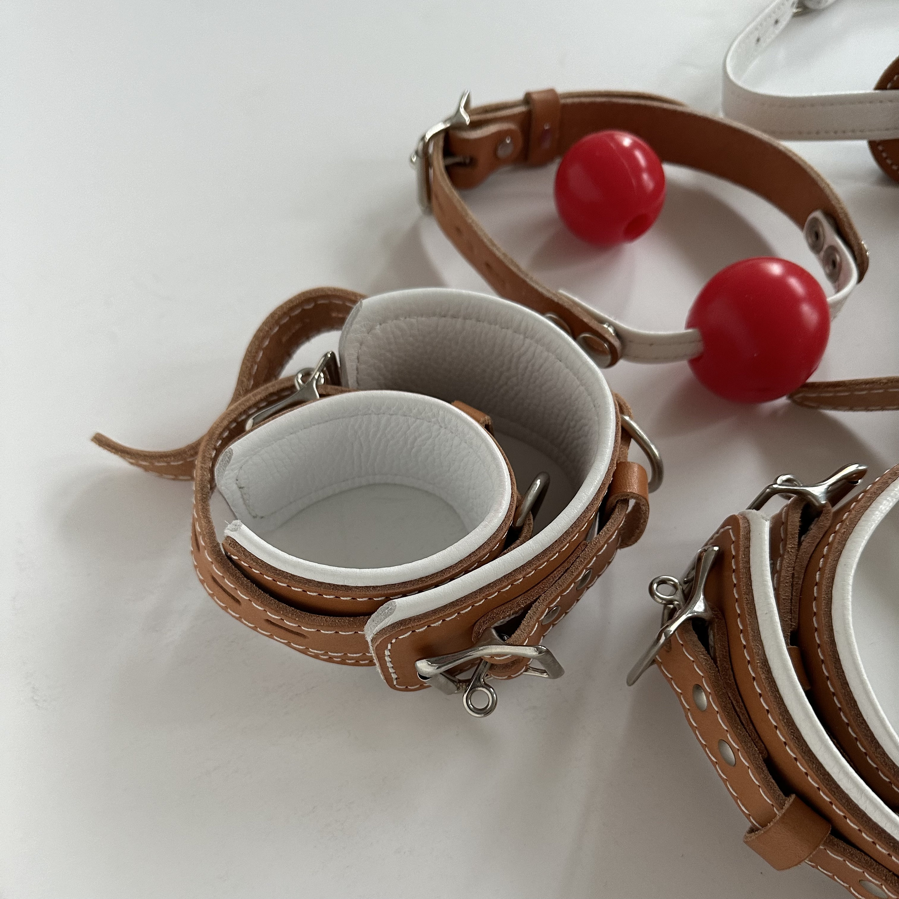 Church of Sinvention Bondage BDSM Handmade Leather Restraint Gag Set ...