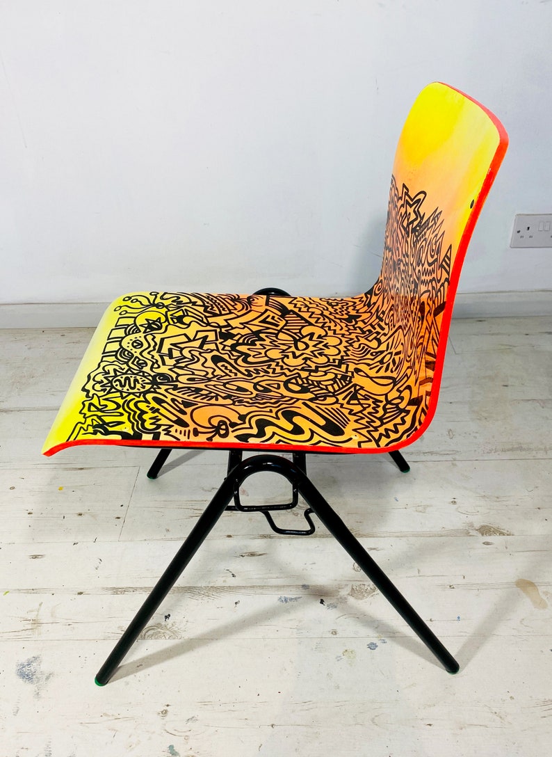Upcycled Vintage School/ Function Chair - ‘doodle’ Series - Etsy