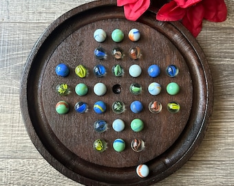 Wood Marble Solitaire Board - Etsy