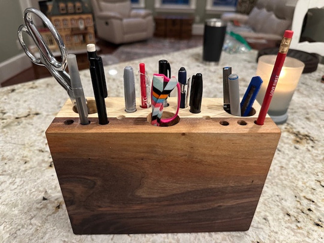Wood Block Desk Organizer, Tool Organizer, Pencil and Pen Organizer - Etsy