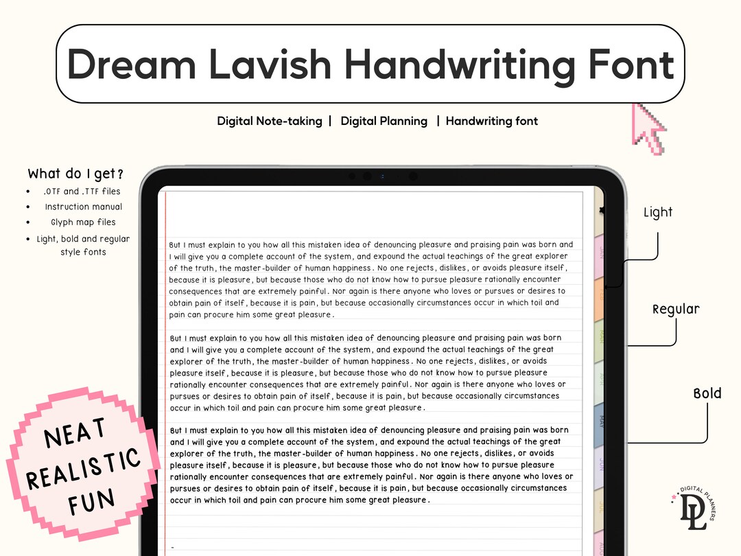 Neat Handwriting Font, Note Taking Font, Cute Handwriting Font, Digital ...