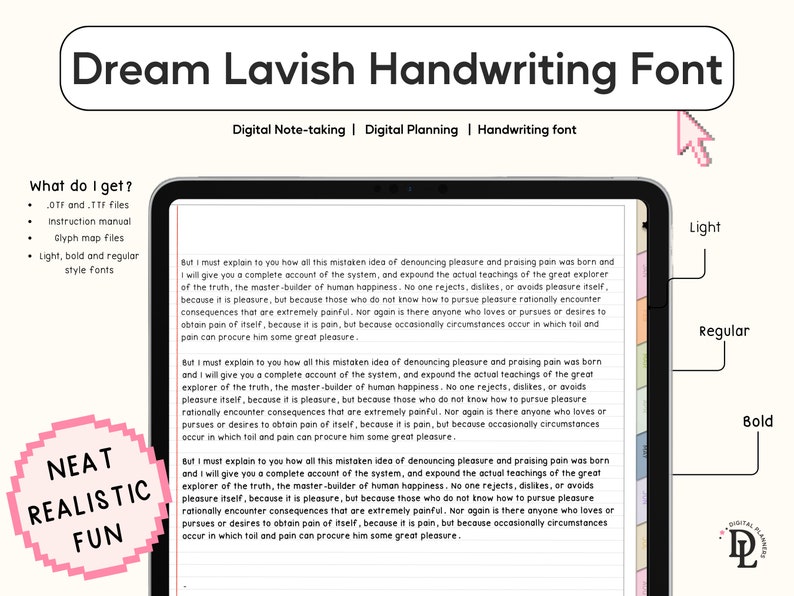 Neat Handwriting Font, Note Taking Font, Cute Handwriting Font, Digital ...