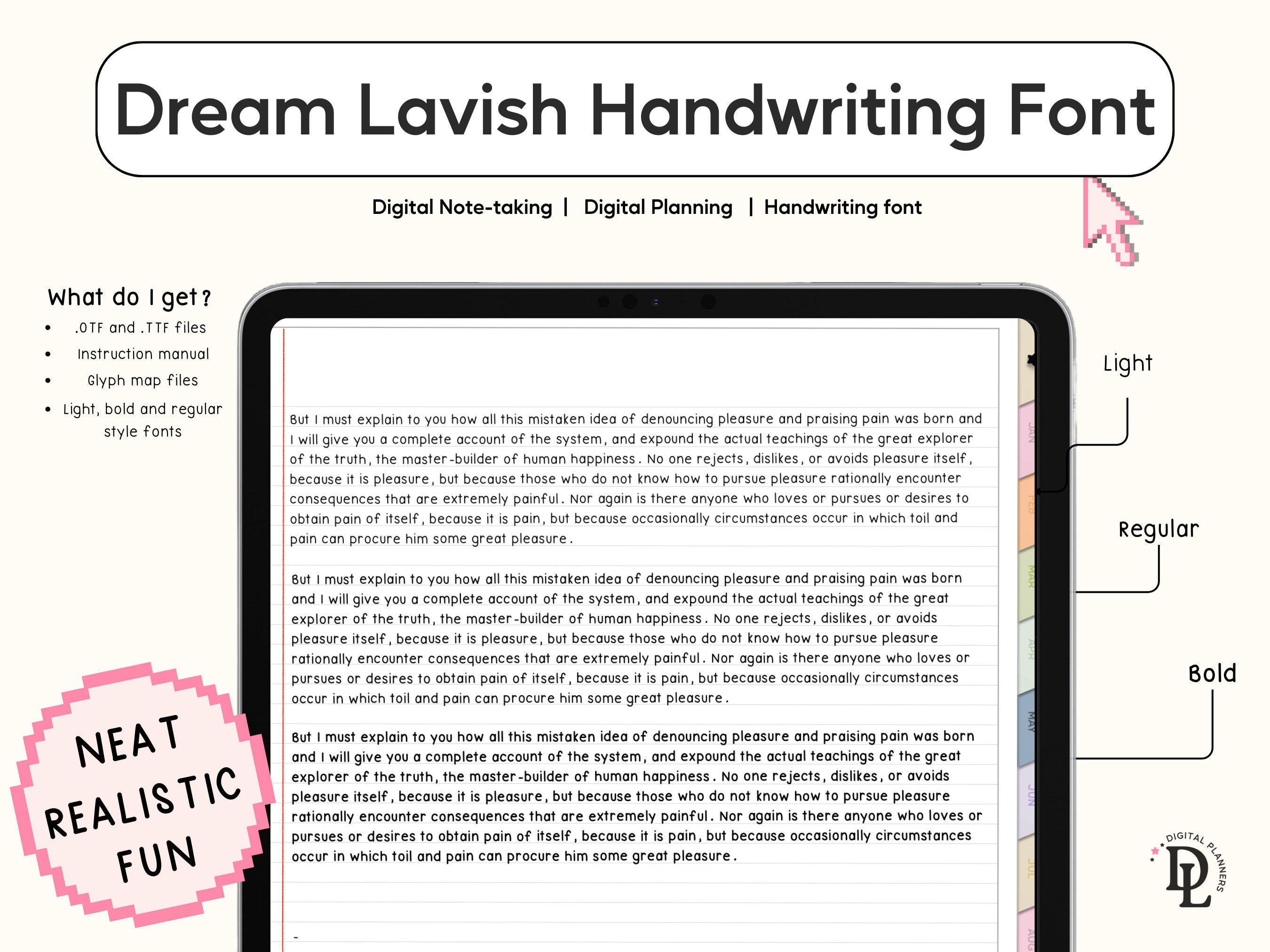 Neat Handwriting Font, Note Taking Font, Cute Handwriting Font, Digital ...