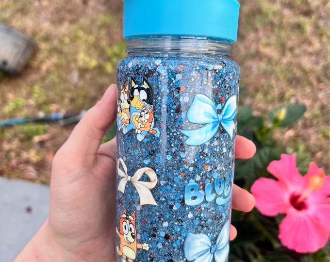Bluey 16oz Libbey Glass Can Cup With Lid and Straw - Etsy